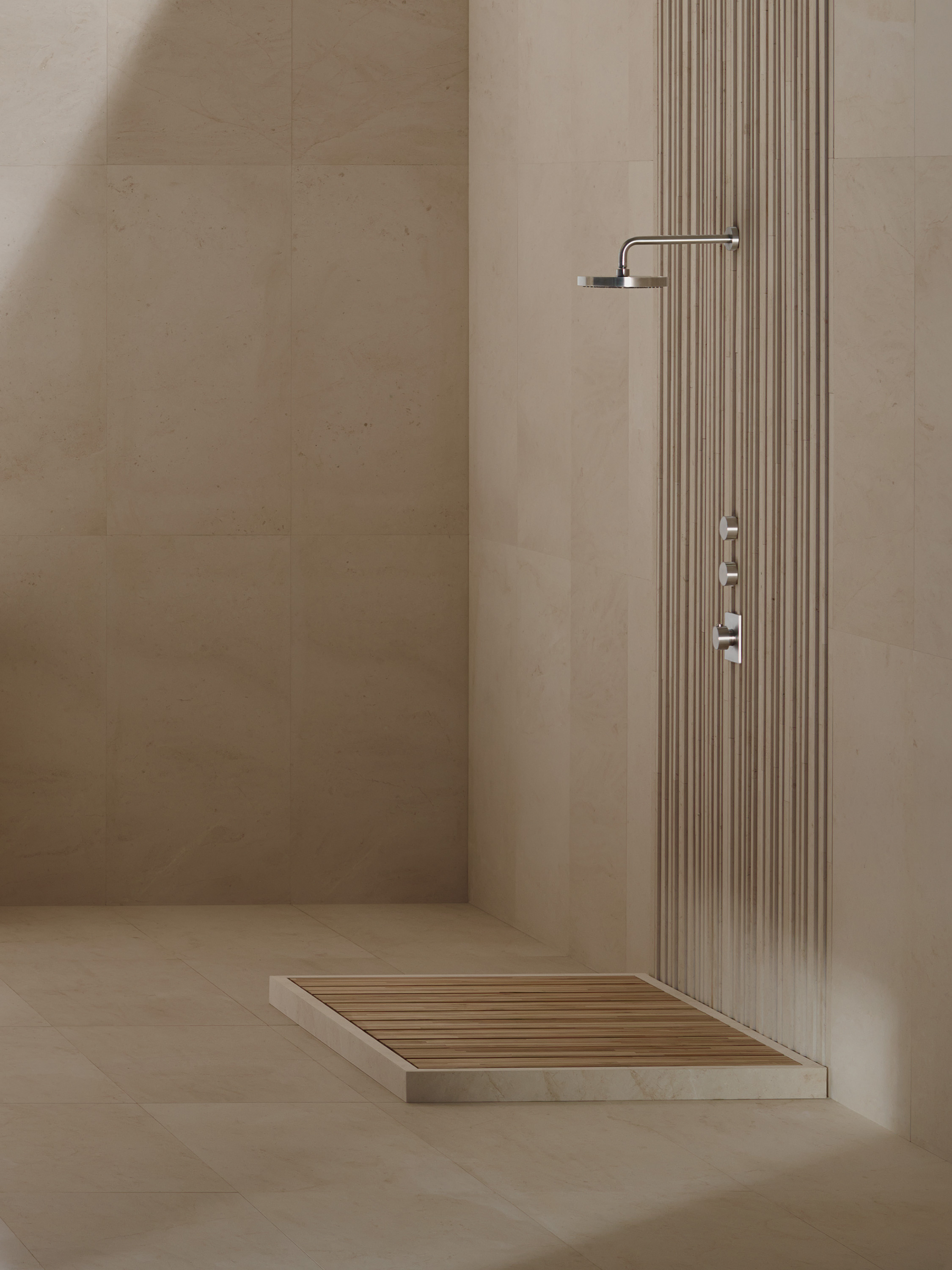 Filo flush shower tray in natural stone | Flush shower trays ...