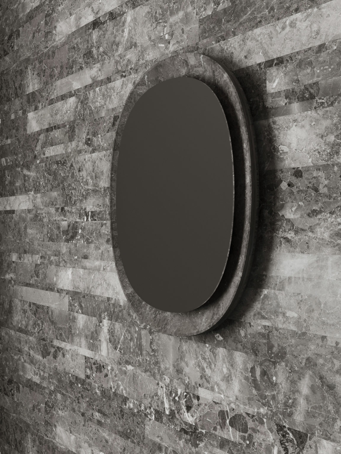 Anima designer backlit mirror in natural stone | Wall-mounted mirrors ...